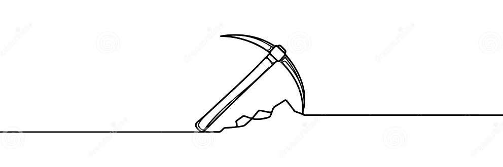 Continuous Line Drawing Art Pickaxe Tool Mining Pickaxe Concept Stock ...