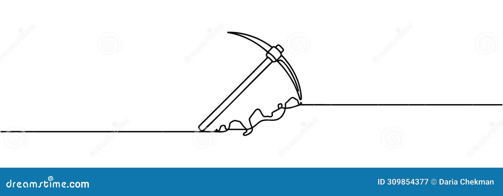 Continuous Line Drawing Art Pickaxe Tool Mining Pickaxe Concept Stock ...