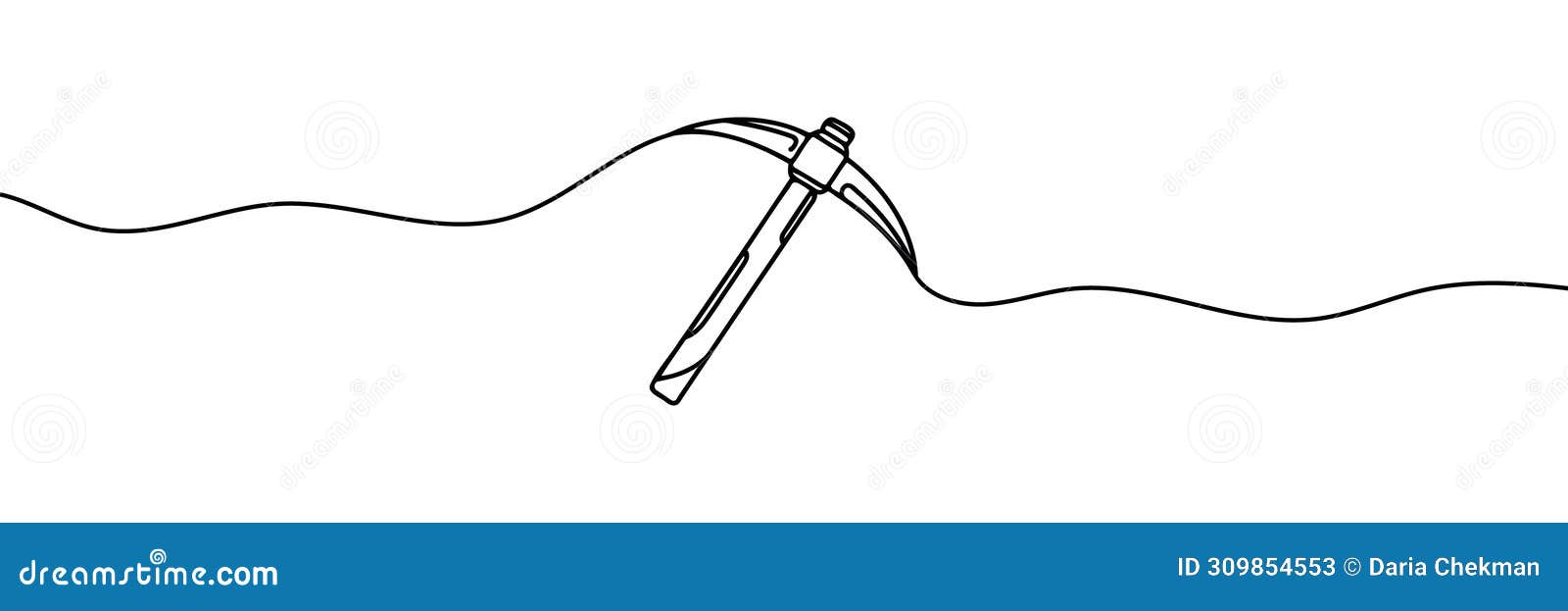 Continuous Line Drawing Art Pickaxe Tool Mining Pickaxe Concept Stock ...