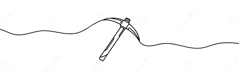 Continuous Line Drawing Art Pickaxe Tool Mining Pickaxe Concept Stock ...