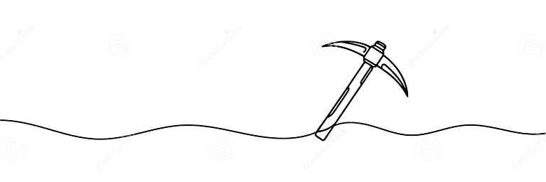 Continuous Line Drawing Art Pickaxe Tool Mining Pickaxe Concept Stock ...