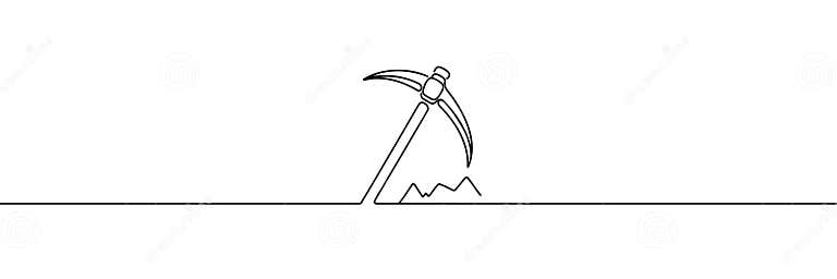 Continuous Line Drawing Art Pickaxe Tool Mining Pickaxe Concept Stock ...