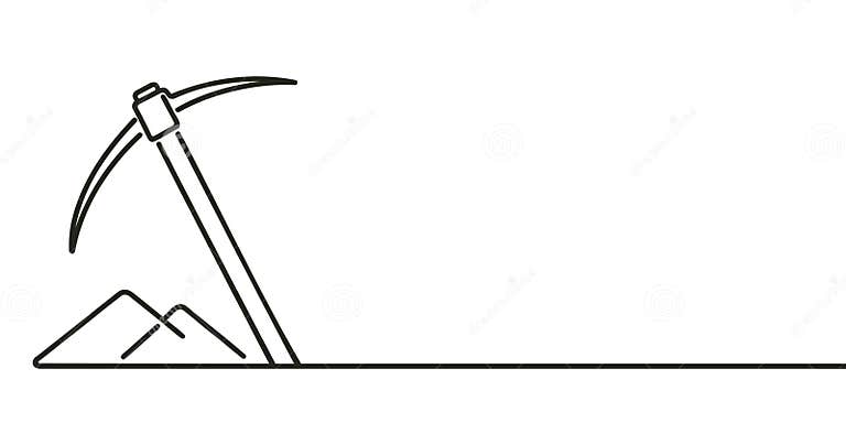 Continuous Line Drawing Art Pickaxe Tool Mining Pickaxe Concept Stock ...