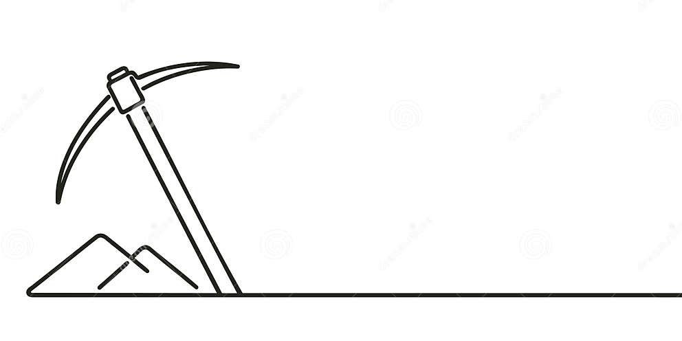 Continuous Line Drawing Art Pickaxe Tool Mining Pickaxe Concept Stock ...