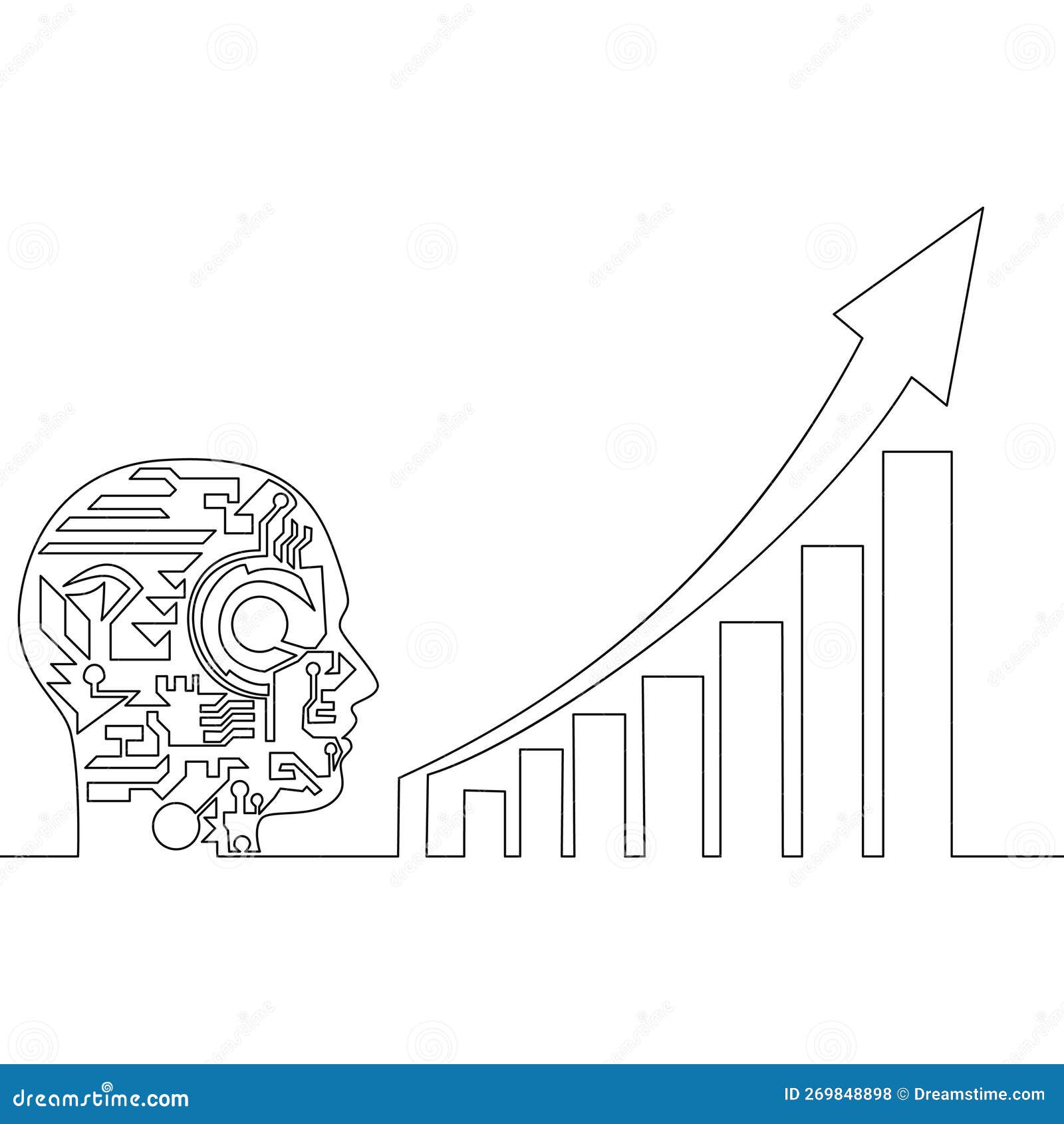 Continuous Line Drawing Artificial Intelligence Robot Trader Icon ...