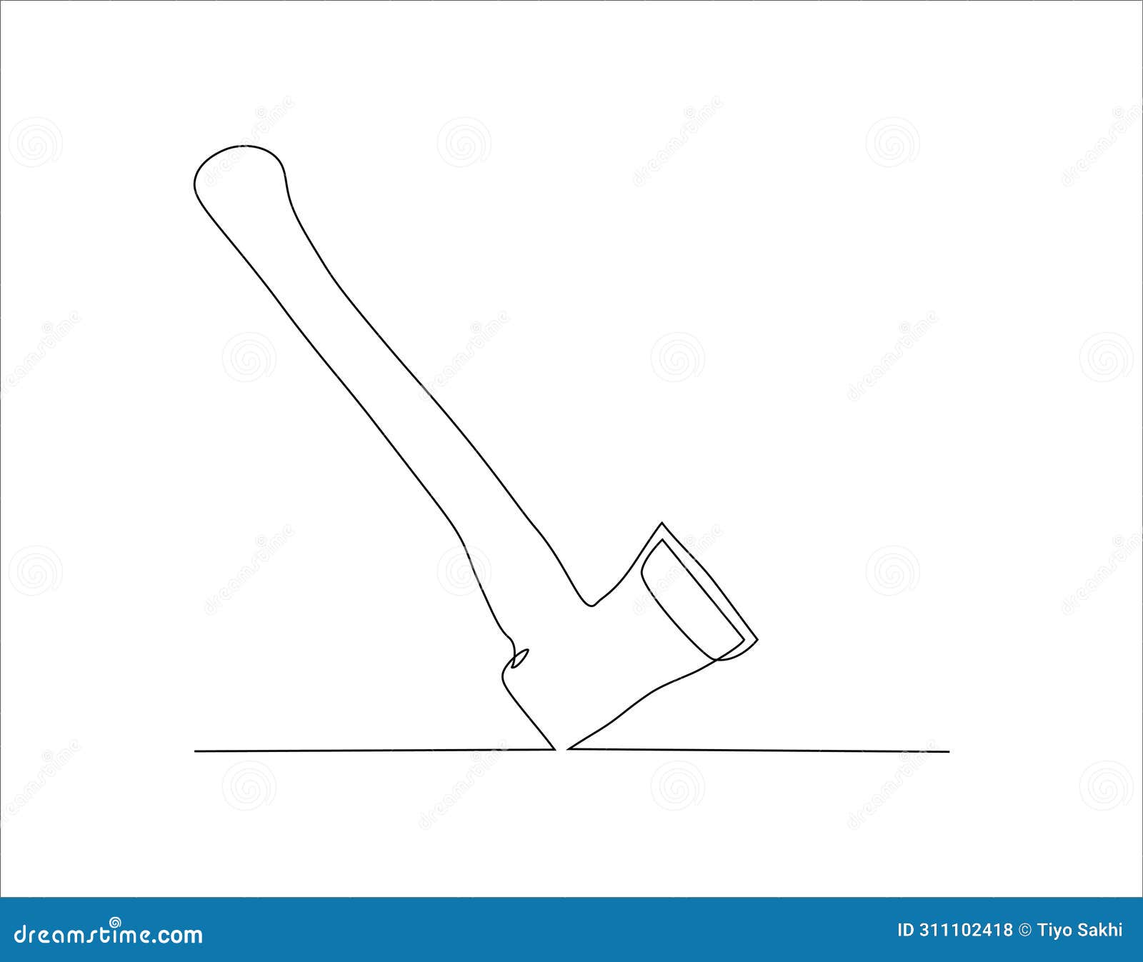 Continuous Line Drawing of Axe. One Line of Axe. Hatchet Continuous ...