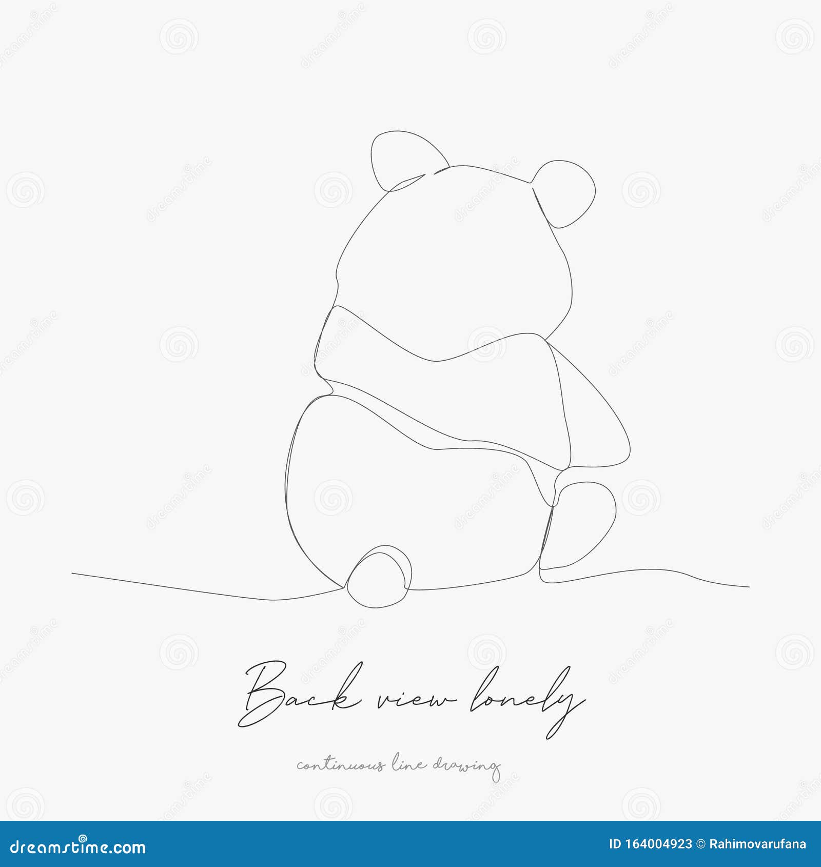 Continuous Line Drawing. Back View Lonely Panda. Simple Vector ...