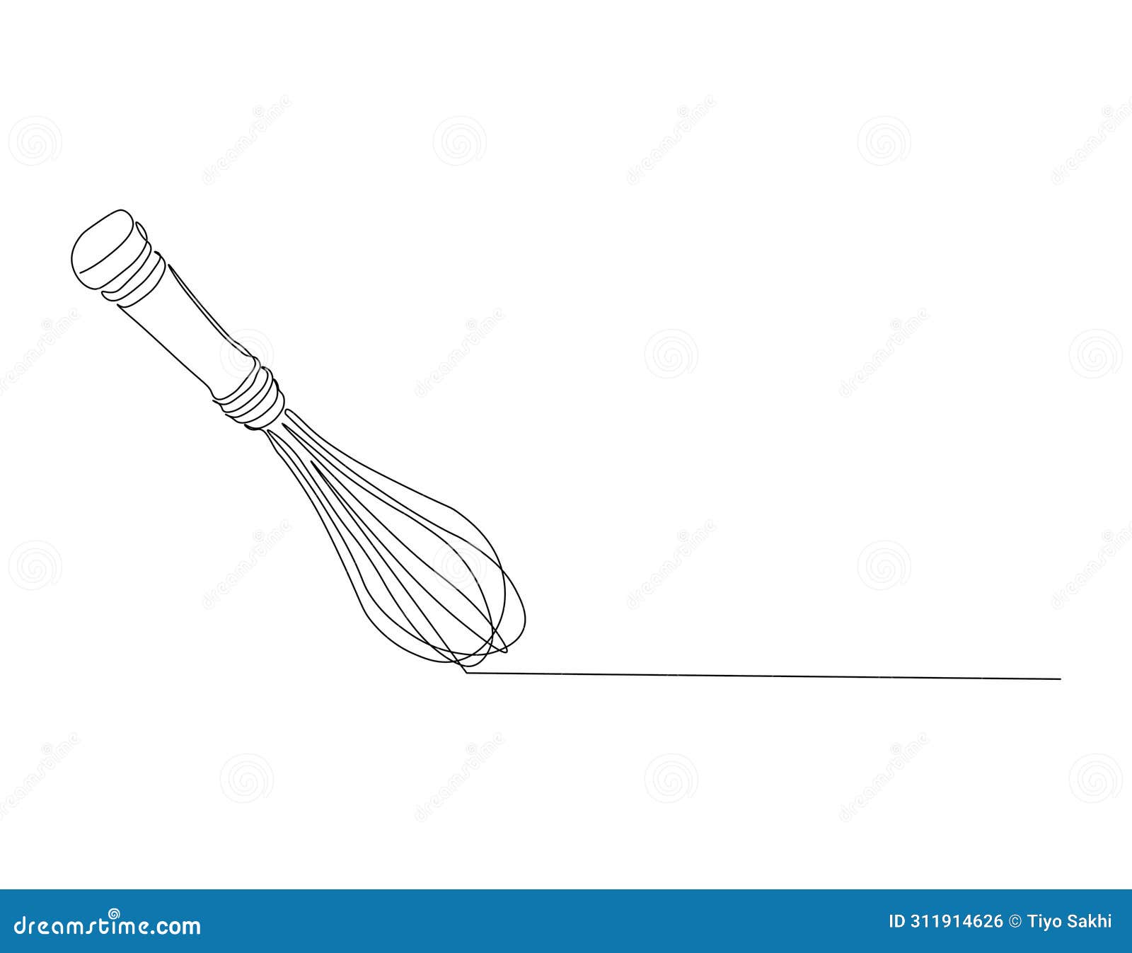 Continuous Line Drawing of Balloon Whisk. One Line of Kitchen Tool ...