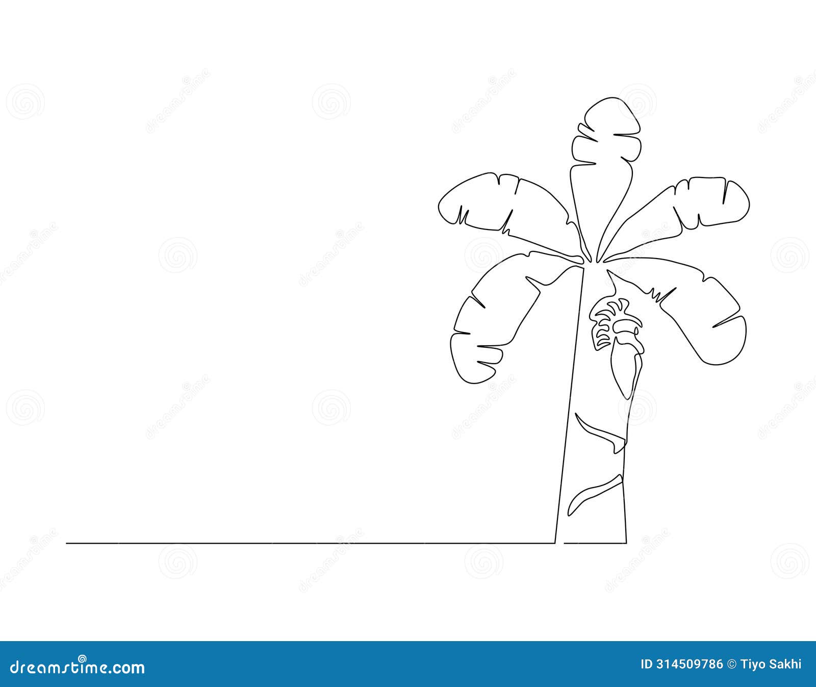 Continuous Line Drawing of Banana Tree. One Line of Banana Plant ...