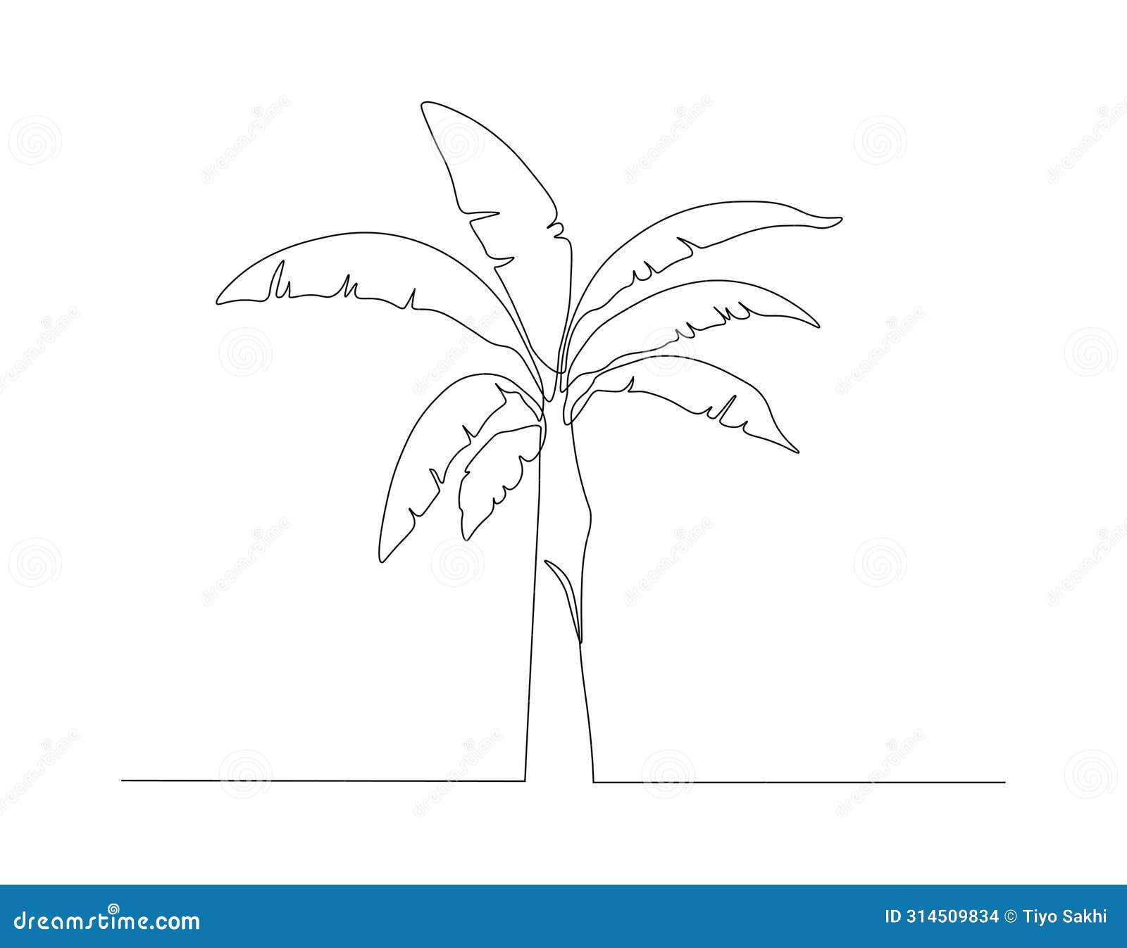 Continuous Line Drawing of Banana Tree. One Line of Banana Plant ...