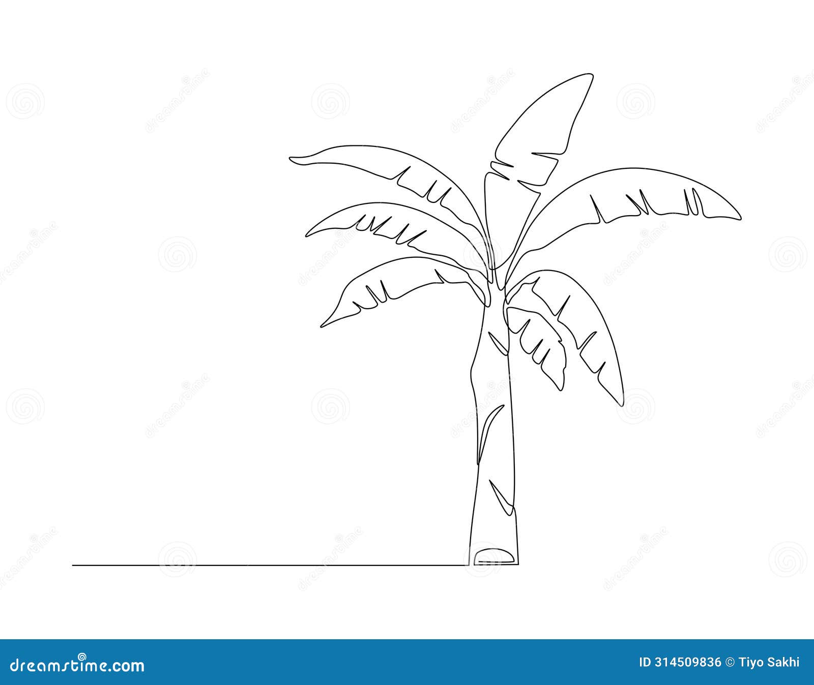 Continuous Line Drawing of Banana Tree. One Line of Banana Plant ...