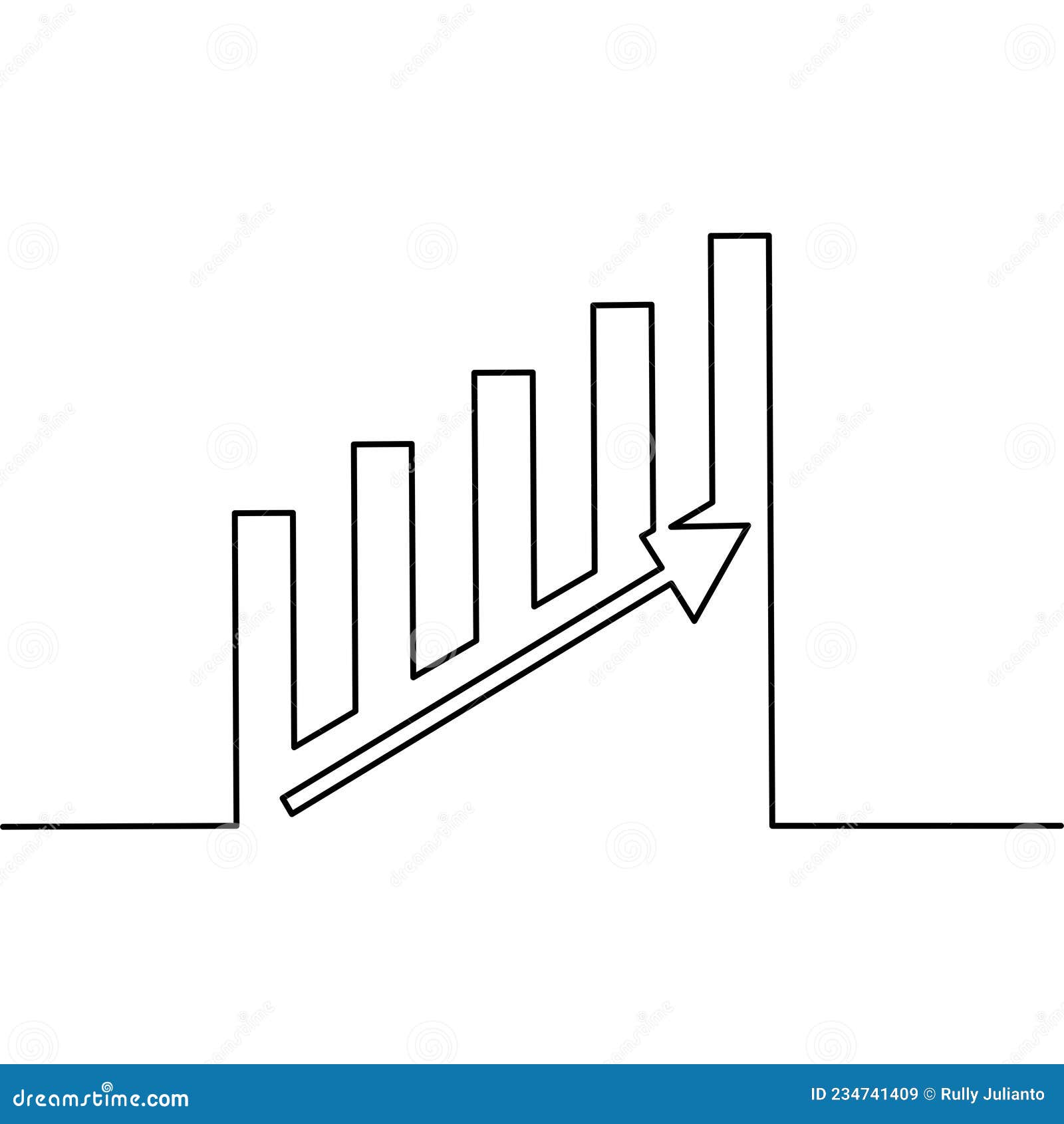 Continuous Line Drawing Of Bar Chart, Growing Graph, Business Growth ...