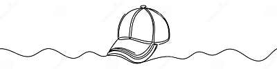 Continuous Line Drawing of Baseball Cap. One Line Drawing of a Baseball ...