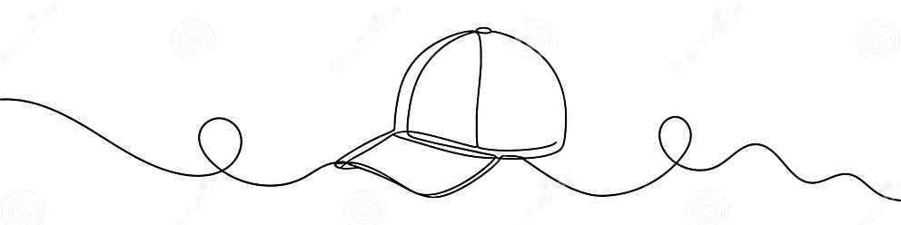 Continuous Line Drawing of Baseball Cap. One Line Drawing of a Baseball ...