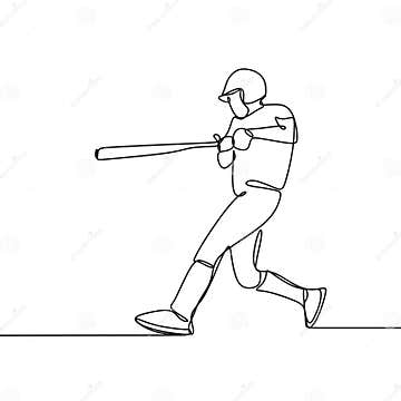 Continuous Line Drawing of Baseball Player Vector Illustration Stock ...