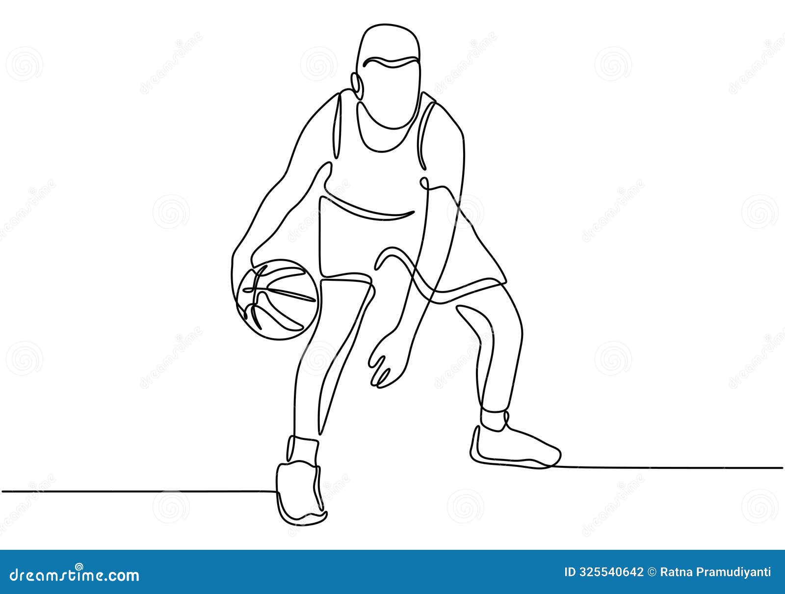 Continuous Line Drawing of Basketball Player Dribbling Stock Vector ...
