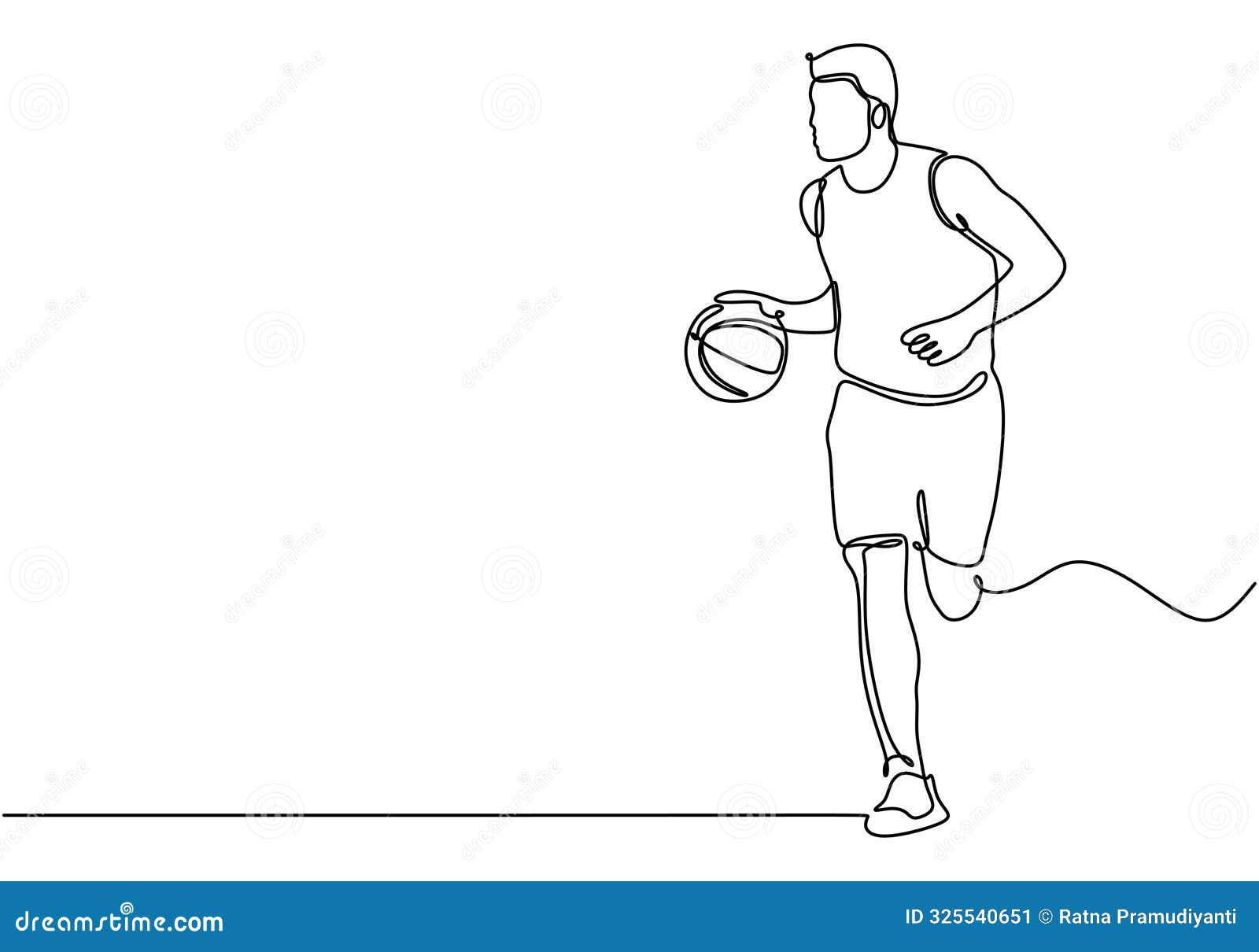 Continuous Line Drawing of Basketball Player Dribbling Stock Vector ...