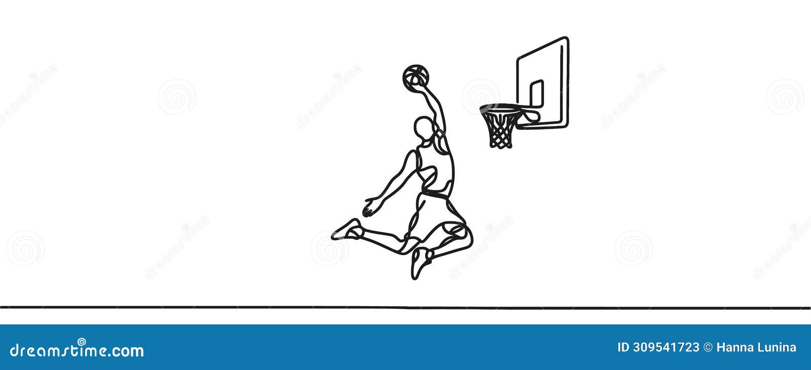 Continuous Line Drawing of a Basketball Player. Vector Illustration ...