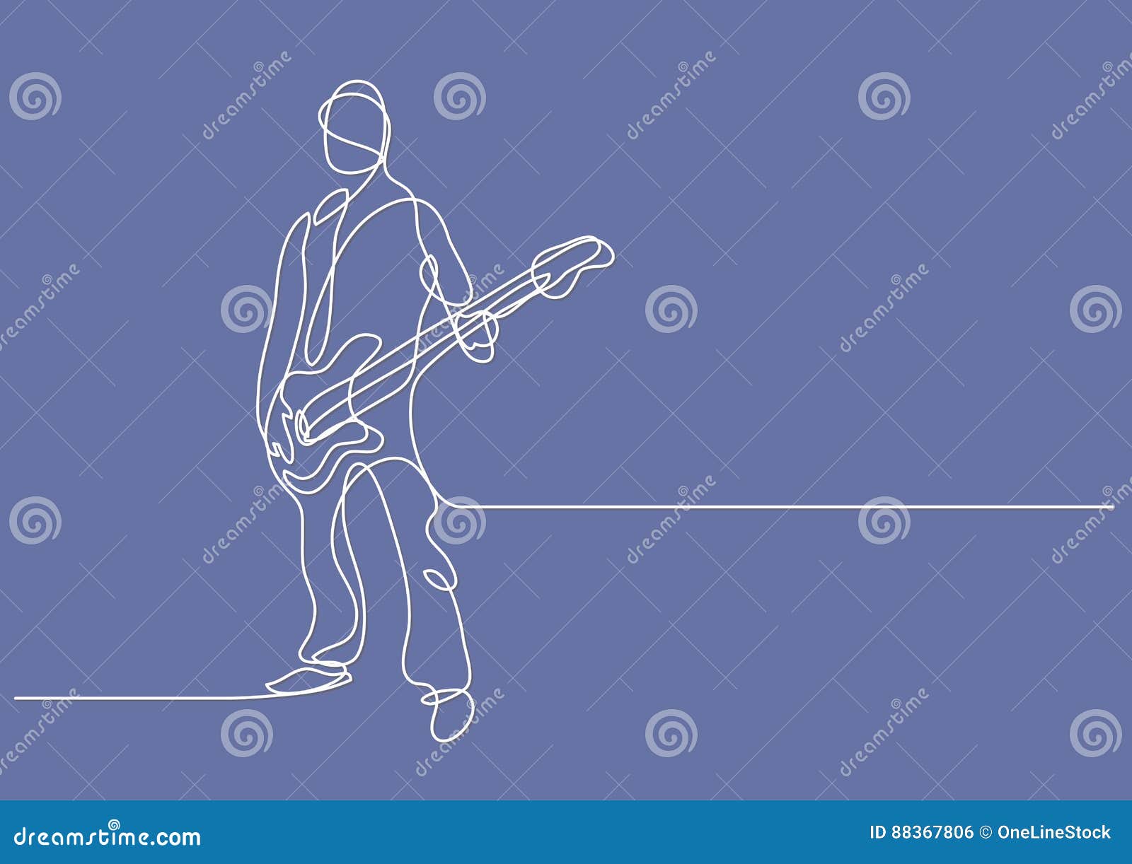 Continuous Line Drawing of Bass Player Stock Vector - Illustration of ...