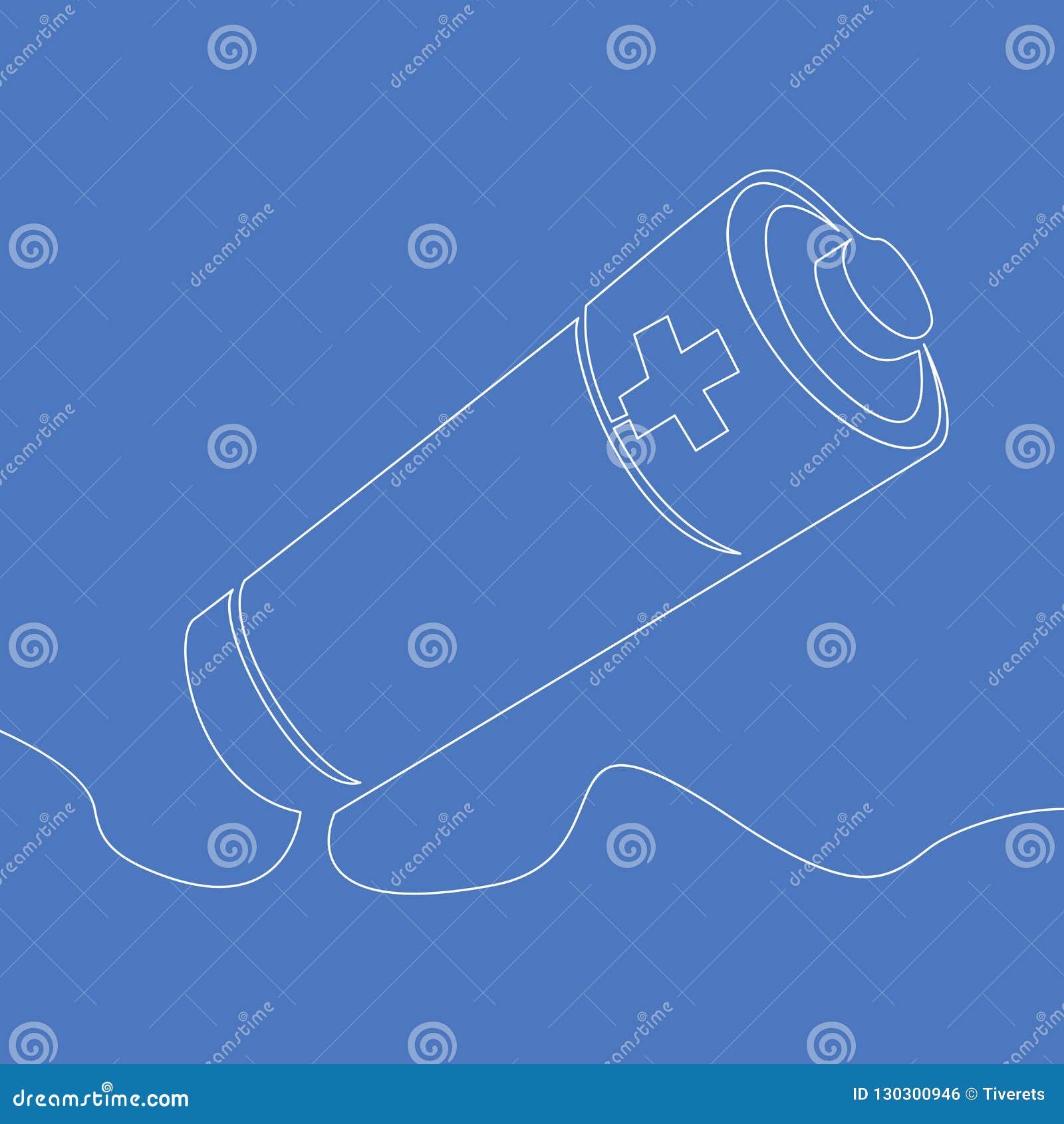 Continuous Line Drawing Battery Vector Concept Stock Vector ...