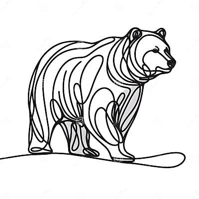 A Continuous Line Drawing of a Bear in Motion on a White Background ...