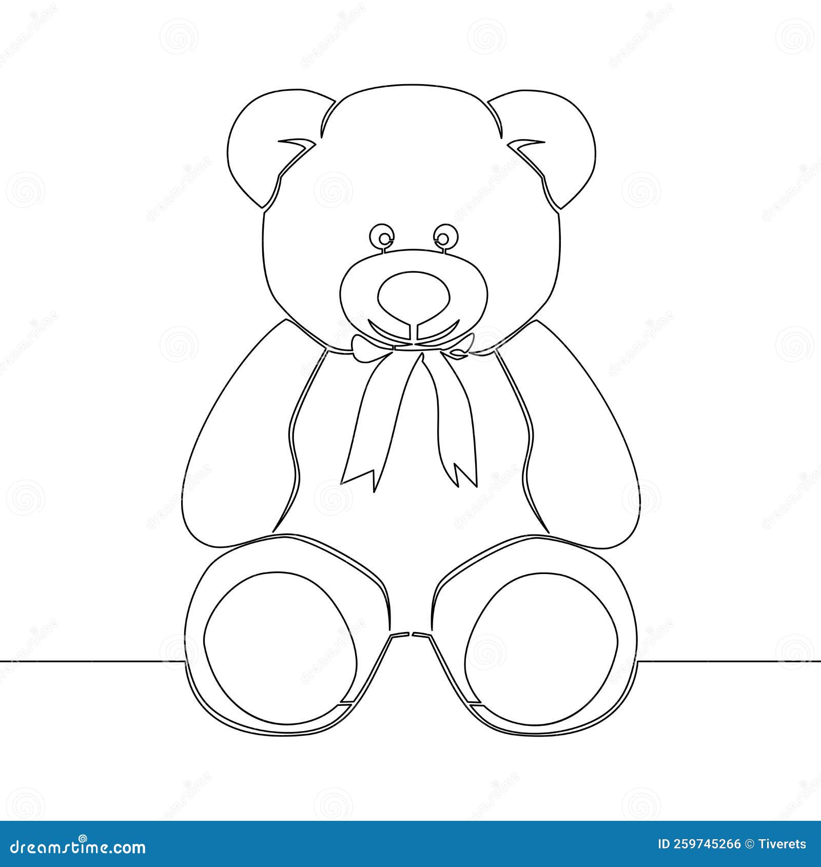 Continuous Line Drawing Bear Plush Toy Teddy Bear Icon Vector ...