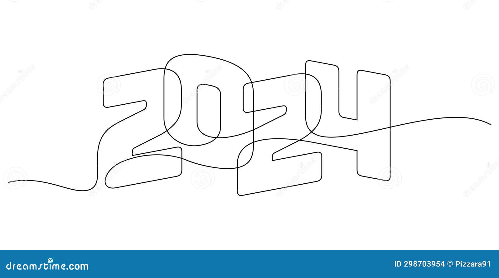 Continuous Line Drawing 2024 Beginning of the Year Thin Line ...