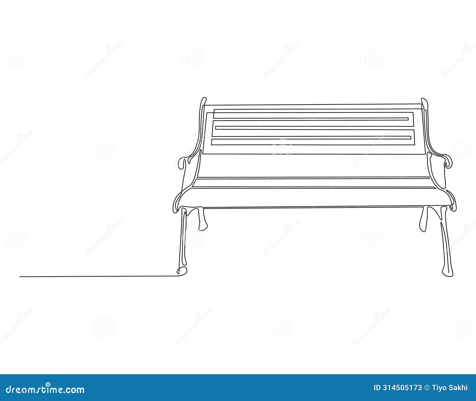 Continuous Line Drawing of Bench in Park. One Line of Bench. Bench Park ...
