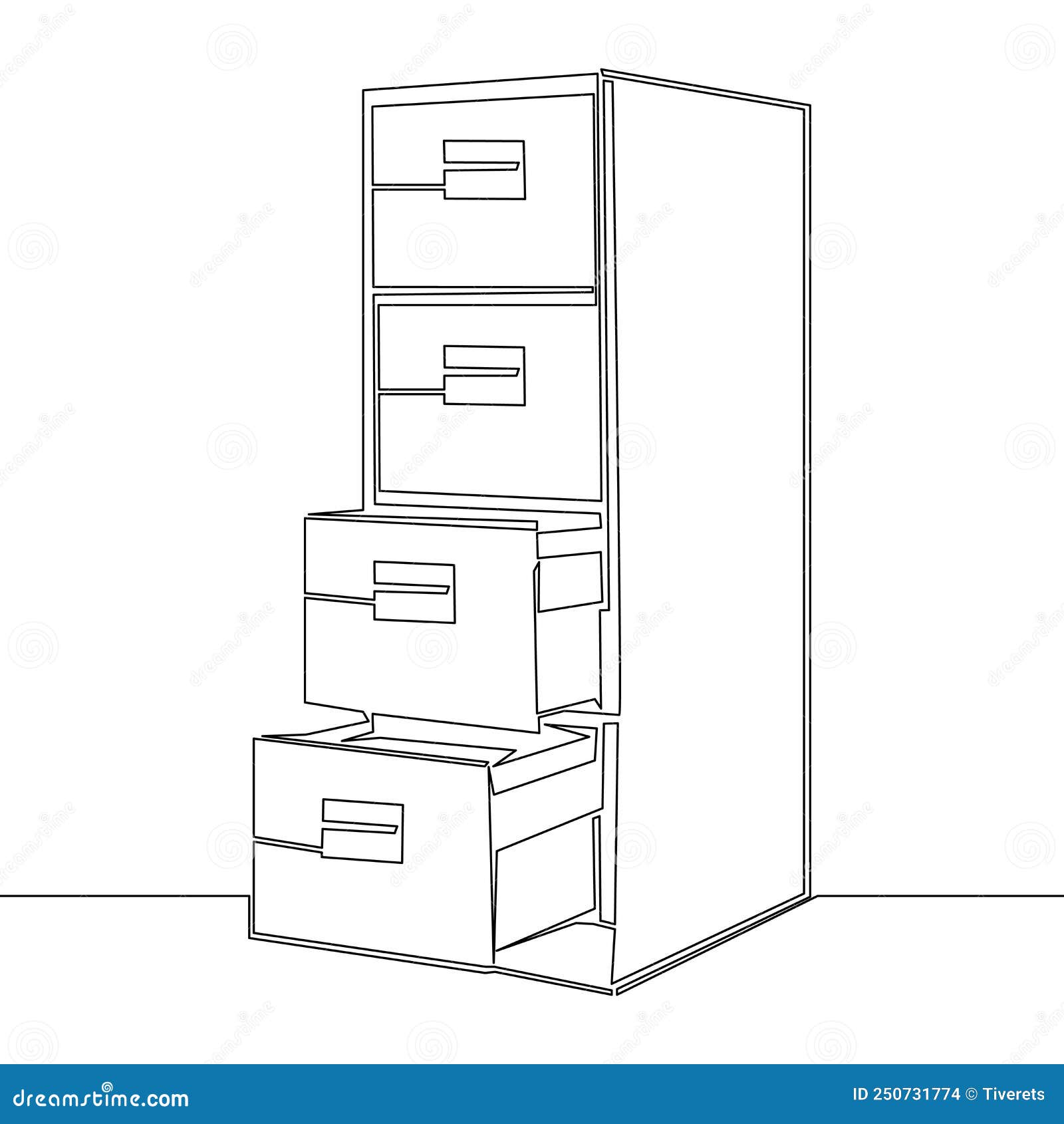 Continuous Line Drawing Big Office File Cabinet Icon Vector ...