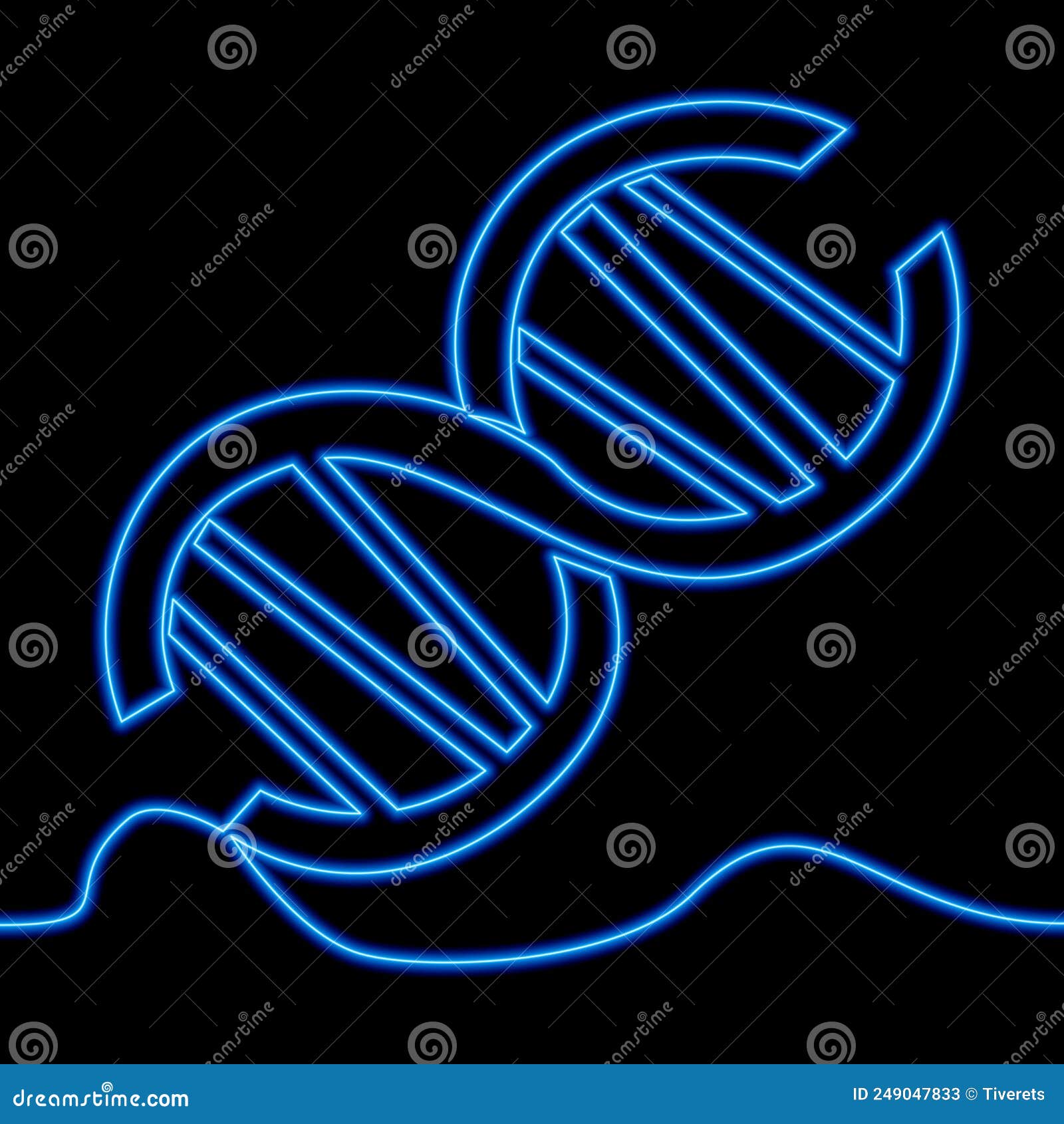 Continuous Line Drawing Biotechnology DNA Molecule Neon Concept Stock ...