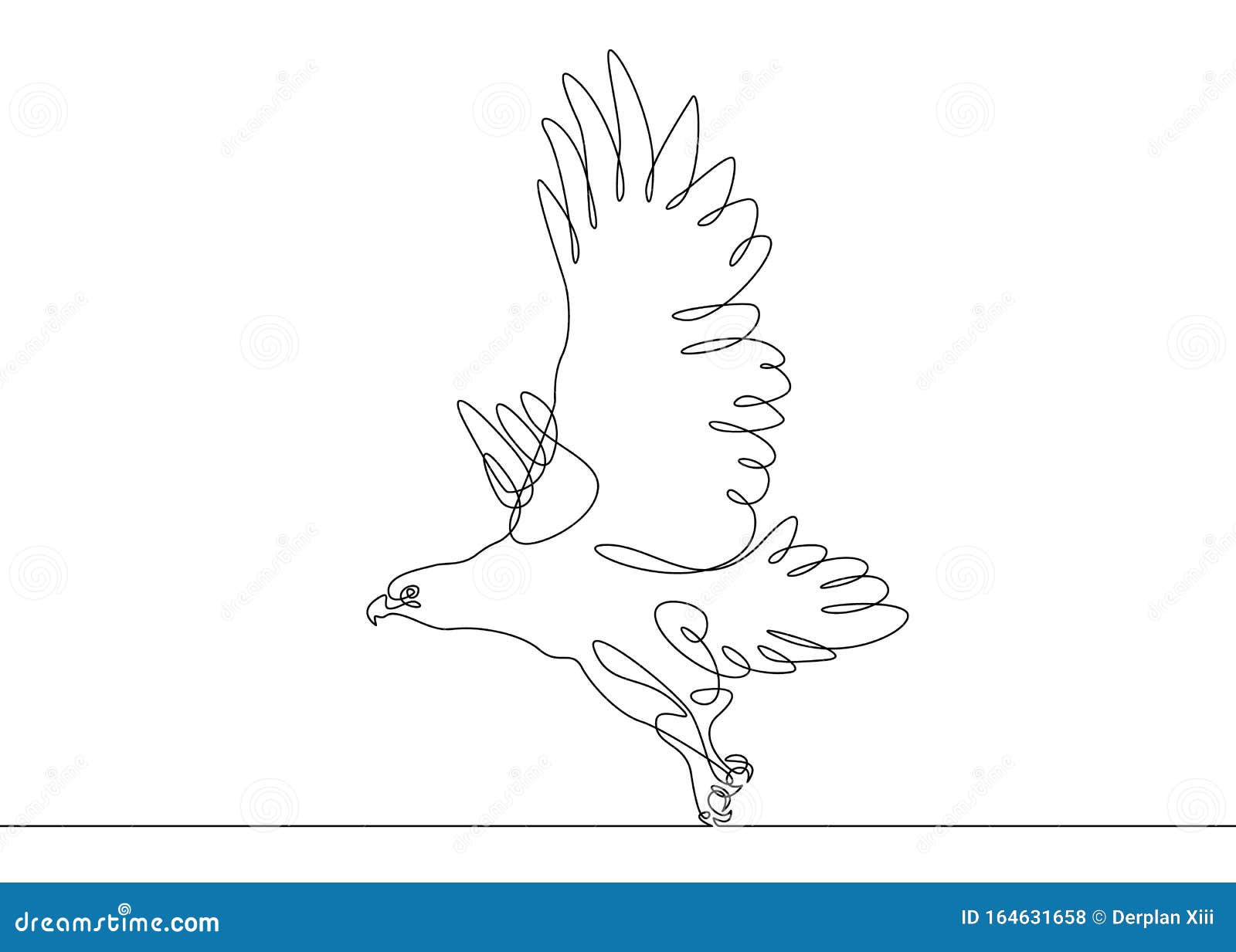 Continuous Line Drawing Bird Flying Stock Illustration - Illustration ...