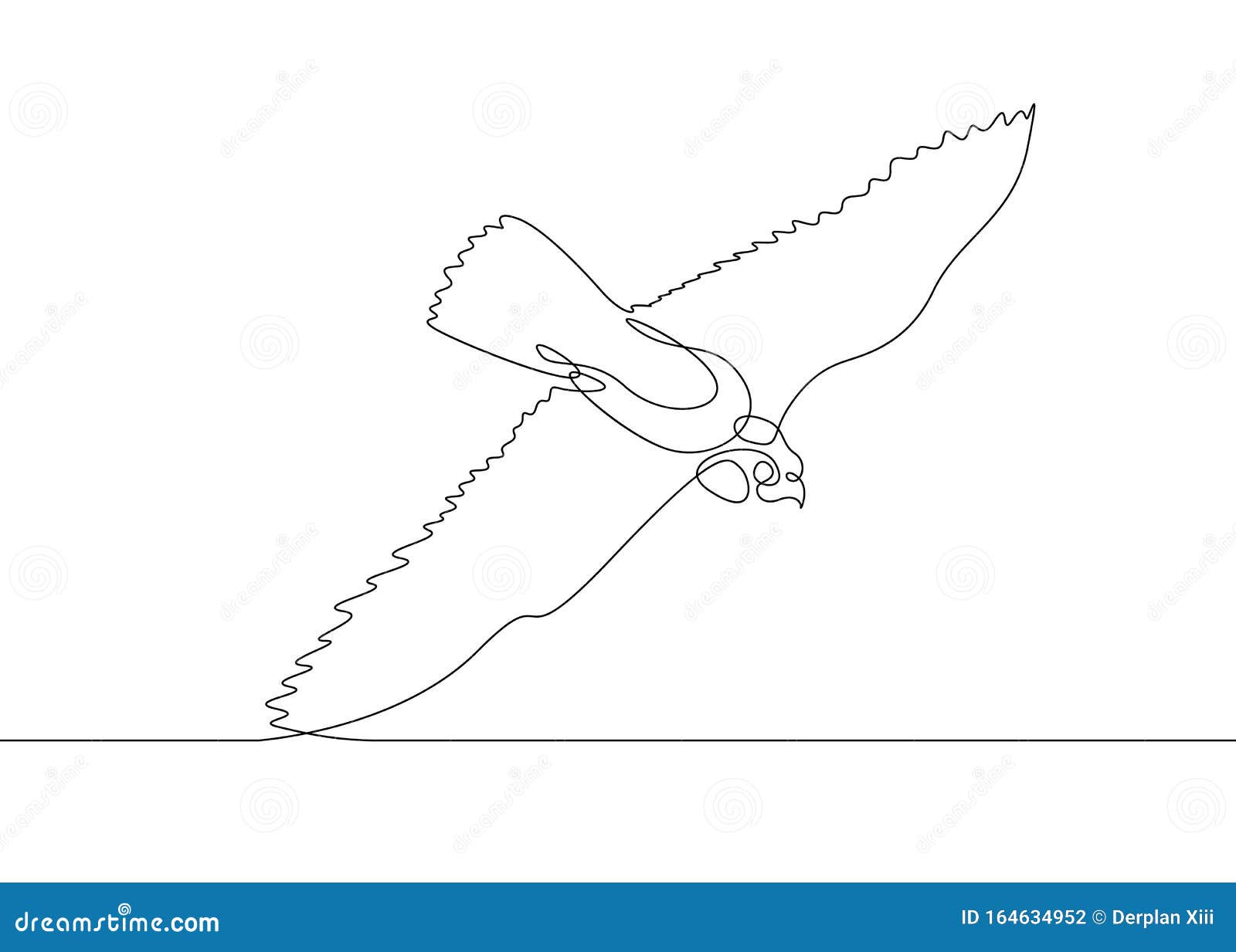 Continuous Line Drawing Bird Flying Stock Illustration - Illustration ...
