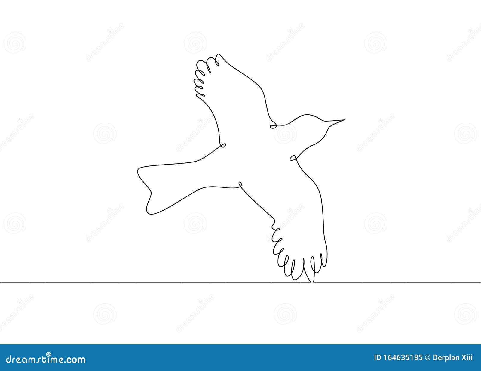 Continuous Line Drawing Bird Flying Stock Illustration - Illustration ...