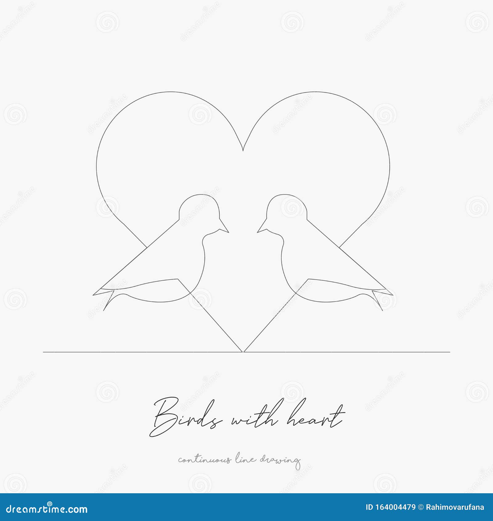 Continuous Line Drawing. Birds with Heart. Simple Vector Illustration ...