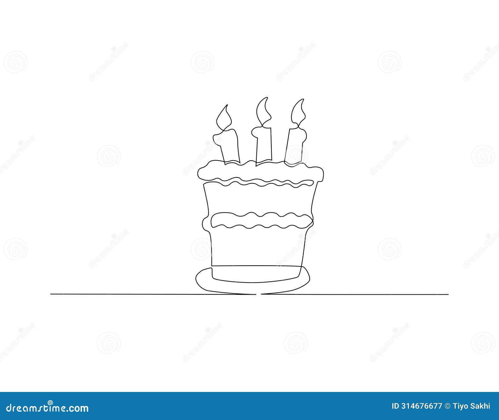Continuous Line Drawing of Birthday Cake. One Line of Cake. Birthday ...