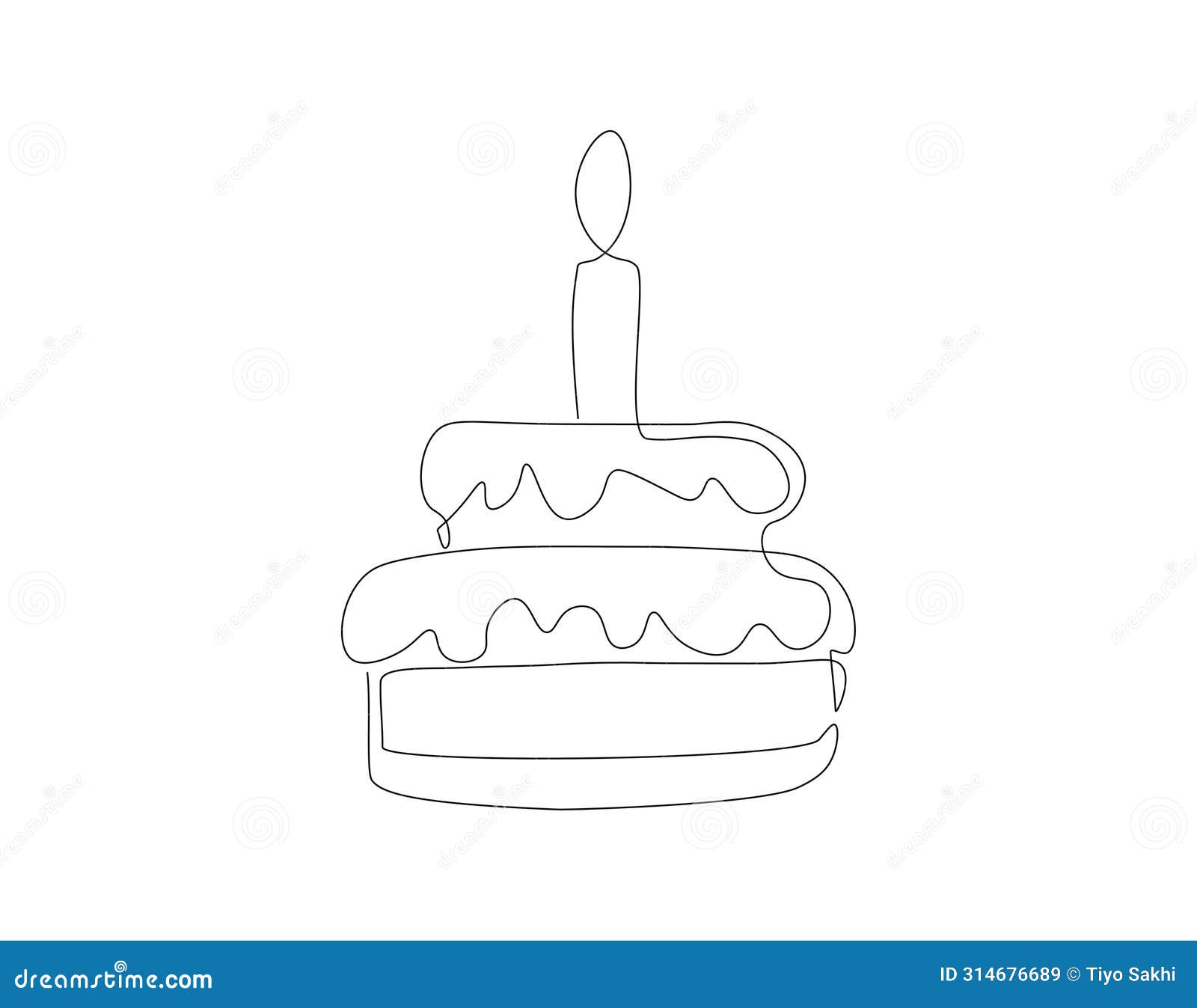 Continuous Line Drawing of Birthday Cake. One Line of Cake. Birthday ...