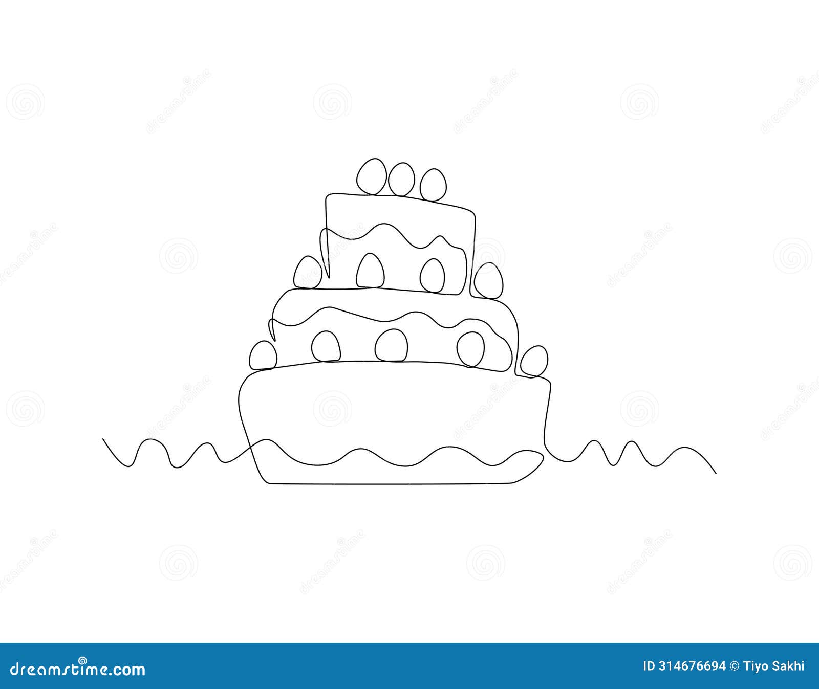 Continuous Line Drawing of Birthday Cake. One Line of Cake. Birthday ...
