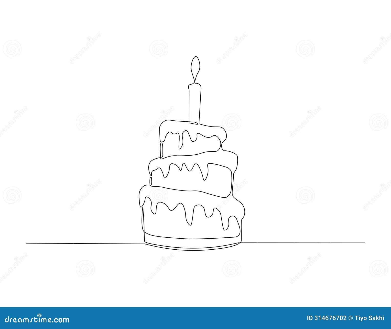 Continuous Line Drawing of Birthday Cake. One Line of Cake. Birthday ...