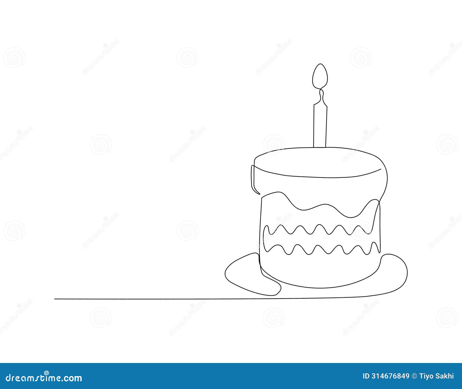 Continuous Line Drawing of Birthday Cake. One Line of Cake. Birthday ...
