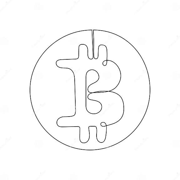Continuous Line Drawing of Bitcoin Digital Currency. Vector ...