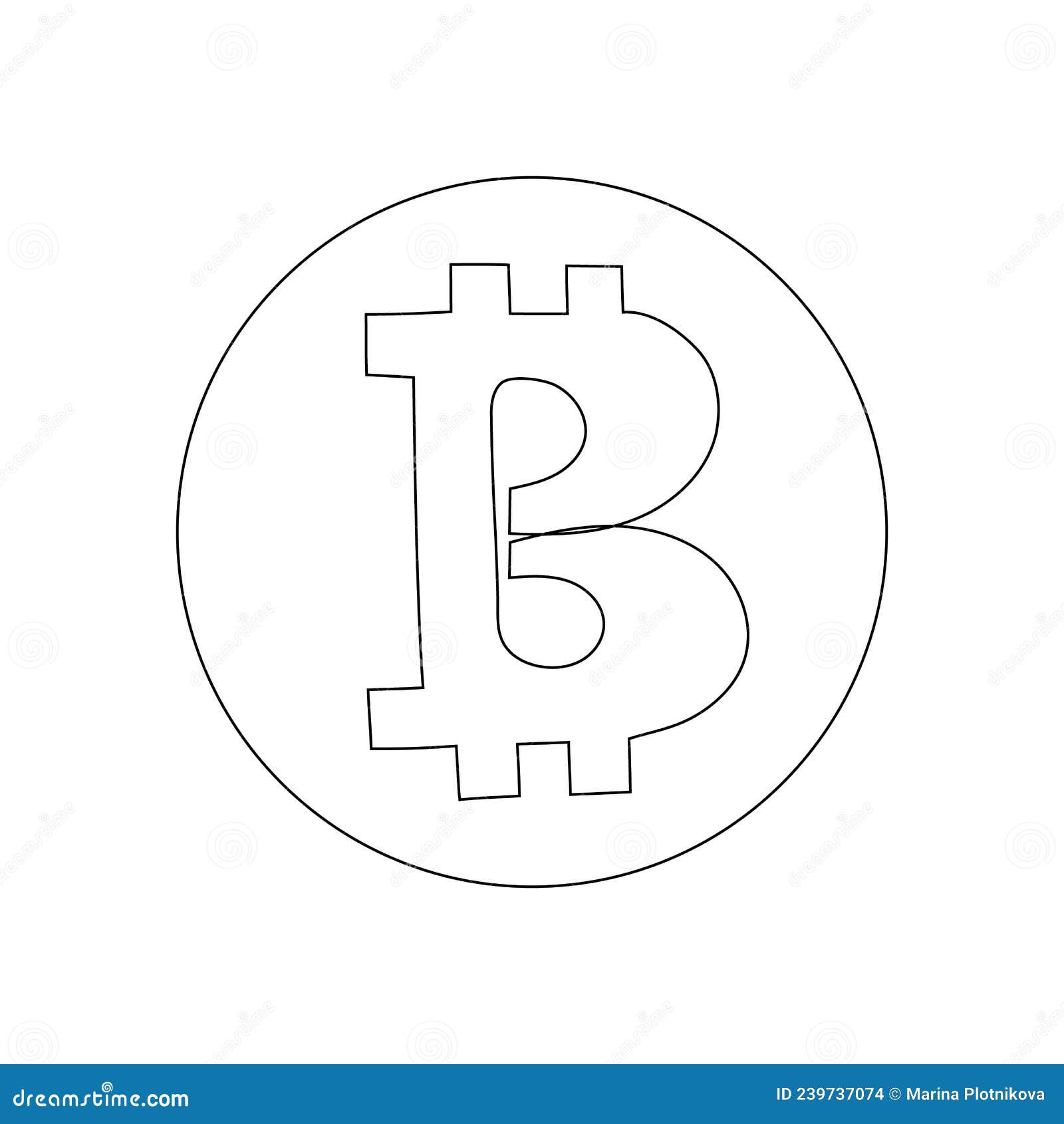 Continuous Line Drawing of Bitcoin Digital Currency. Vector ...