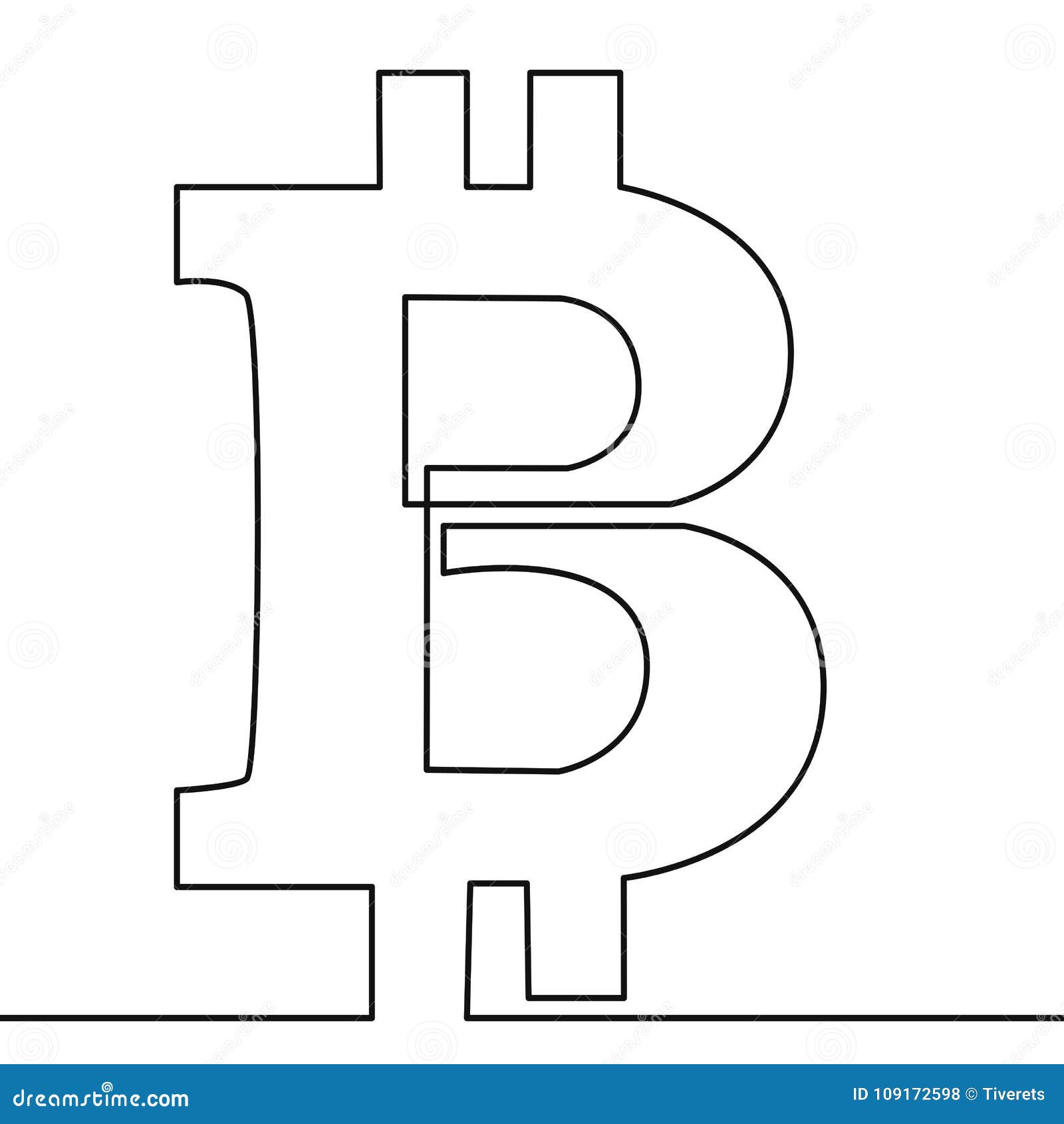 Continuous Line Drawing of Bitcoin Sign Vector Stock Vector ...