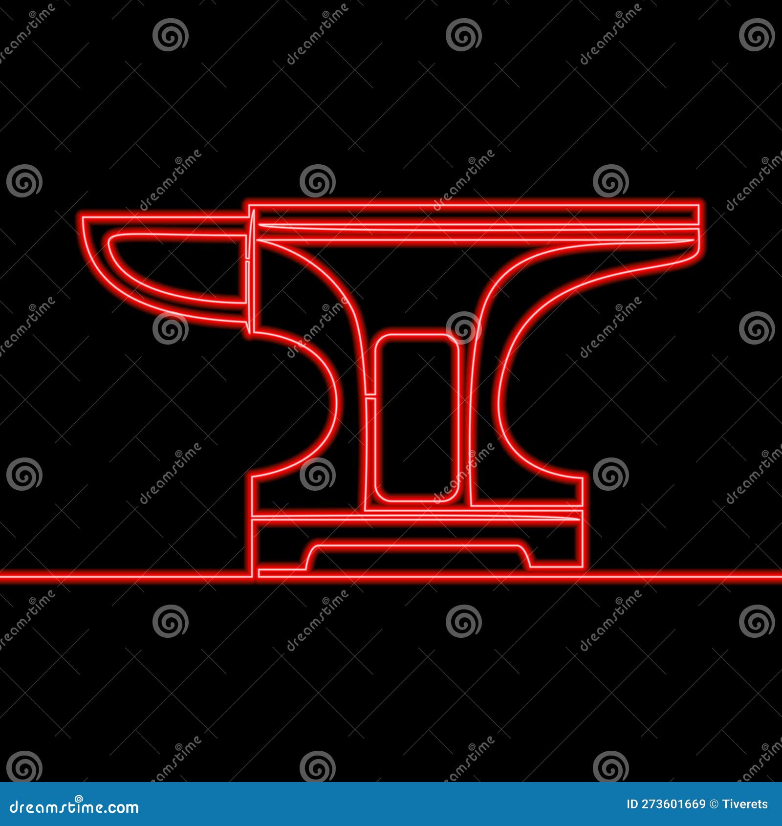 Continuous Line Drawing Blacksmith Anvil Forging Icon Neon Glow Vector ...