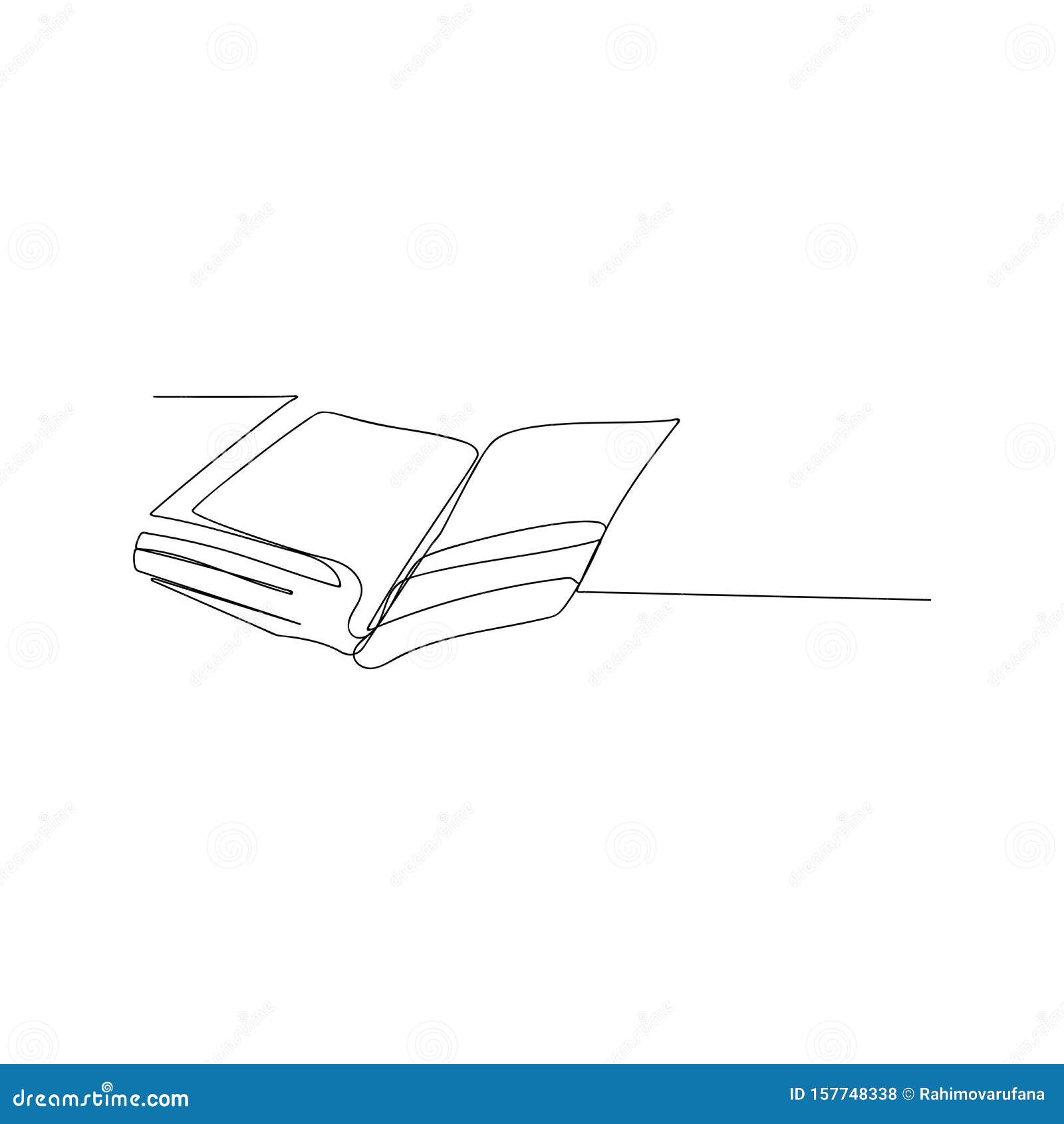 Continuous Line Drawing of Book. Isolated Sketch Drawing of Book Line ...