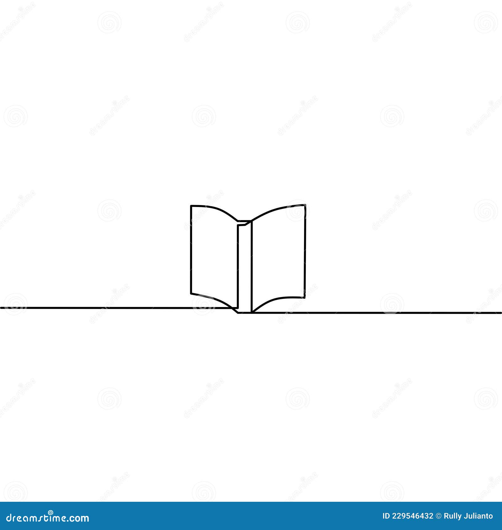 One line drawing of book stock vector. Illustration of creative - 229546432