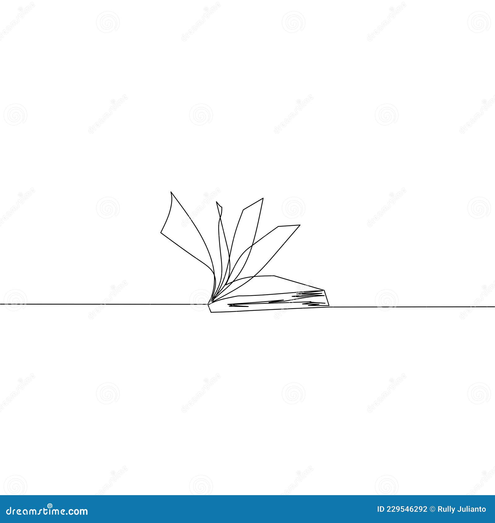 One line drawing of book stock vector. Illustration of graphic - 229546292