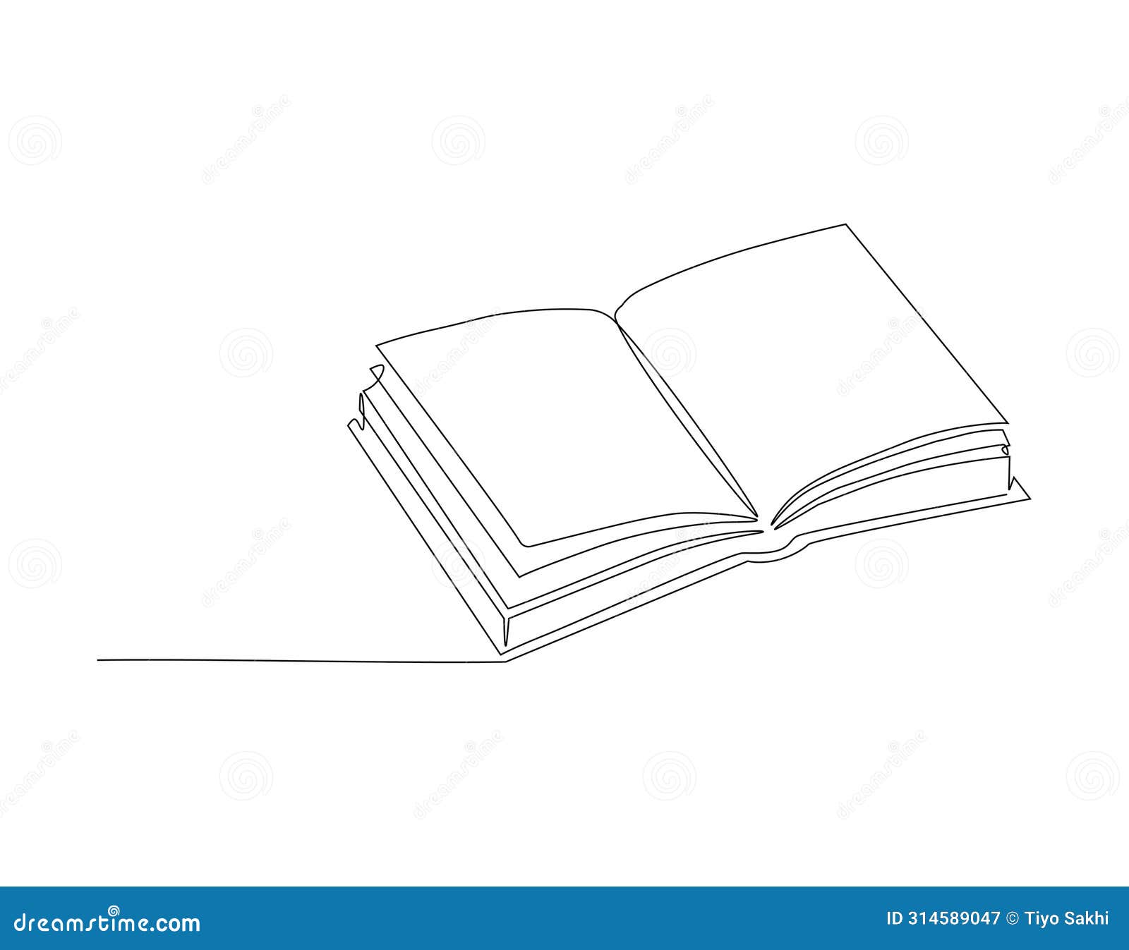 Continuous Line Drawing of Book. One Line of Book Have Been Open. Books ...