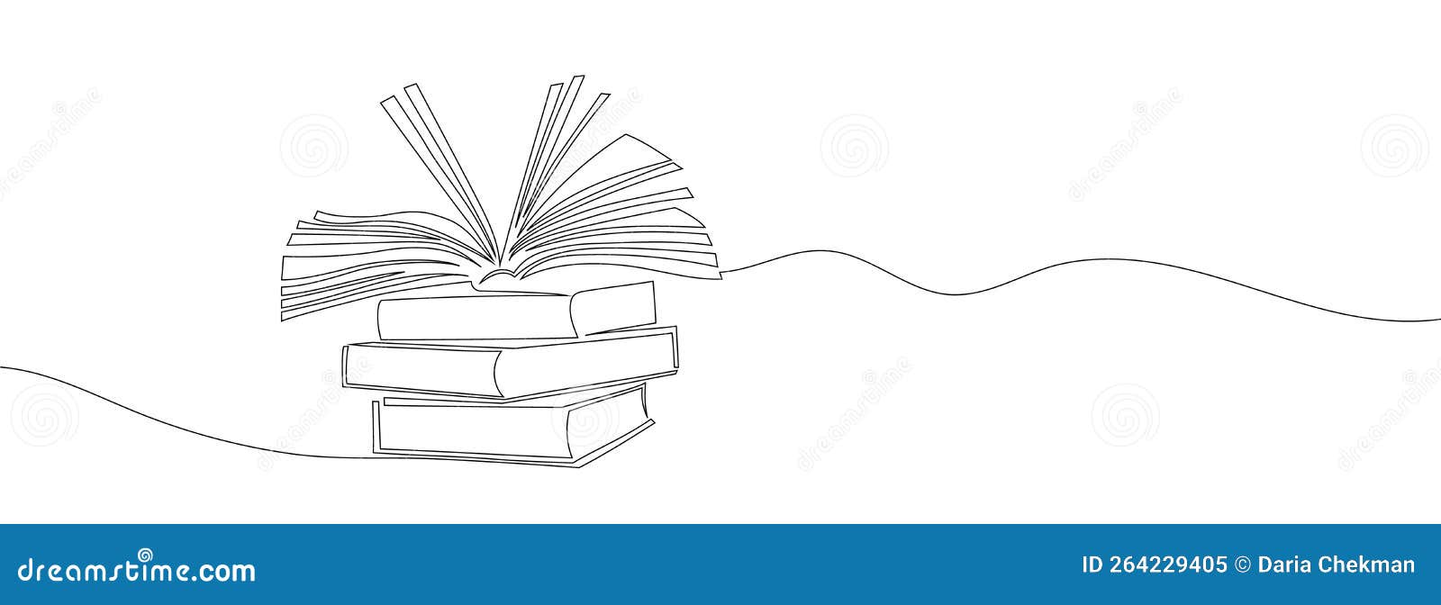 Continuous Line Drawing of a Book. Stacks of Books Stock Vector ...