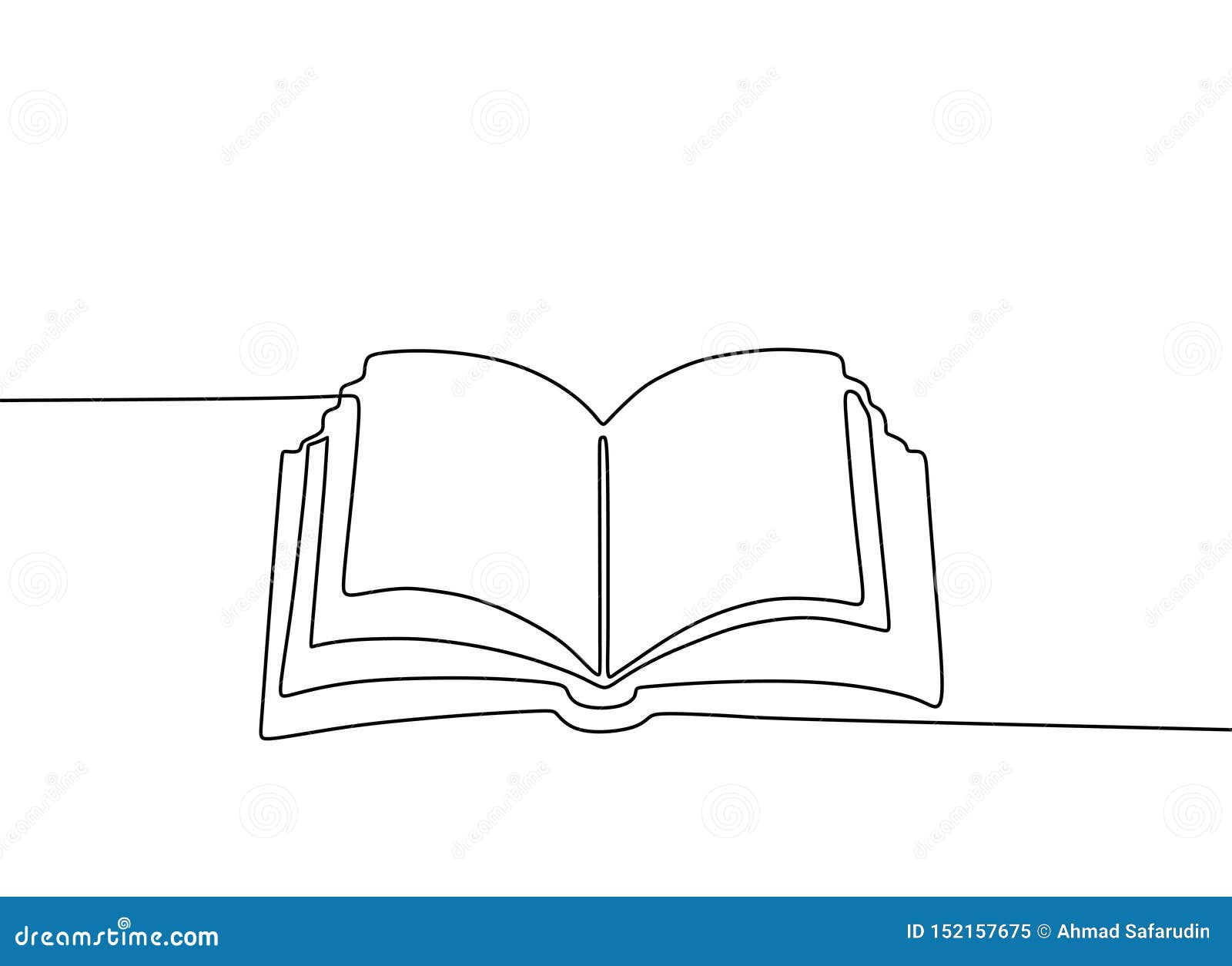 Continuous Line Drawing of Book Vector Education Theme Isolated on ...