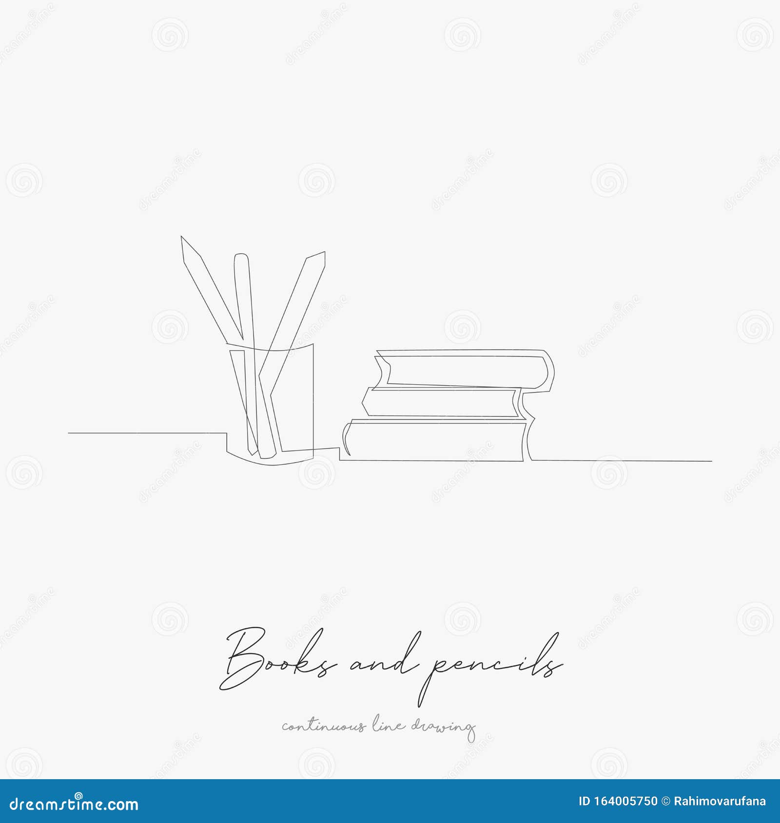 Continuous Line Drawing. Books and Pencils. Simple Vector Illustration ...
